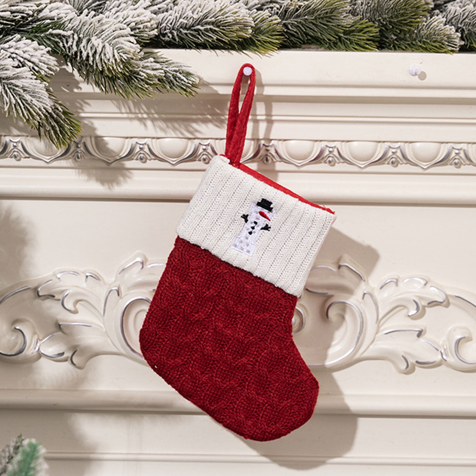 Awdenio Mini Christmas Stockings Knit Embroidered Initial Letter Xmas ...