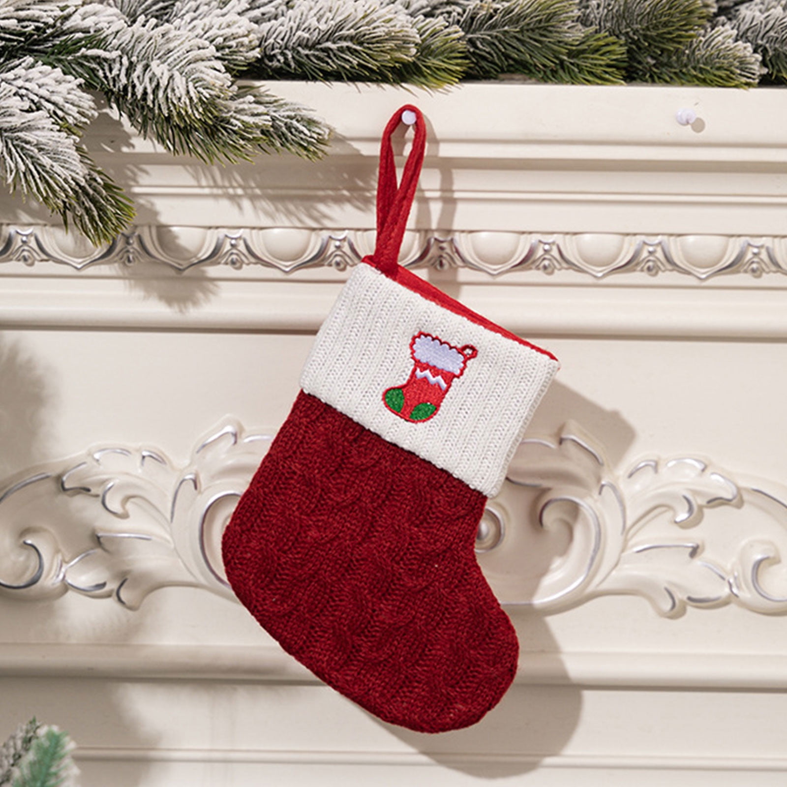 Awdenio Mini Christmas Stockings Knit Embroidered Initial Letter Xmas ...