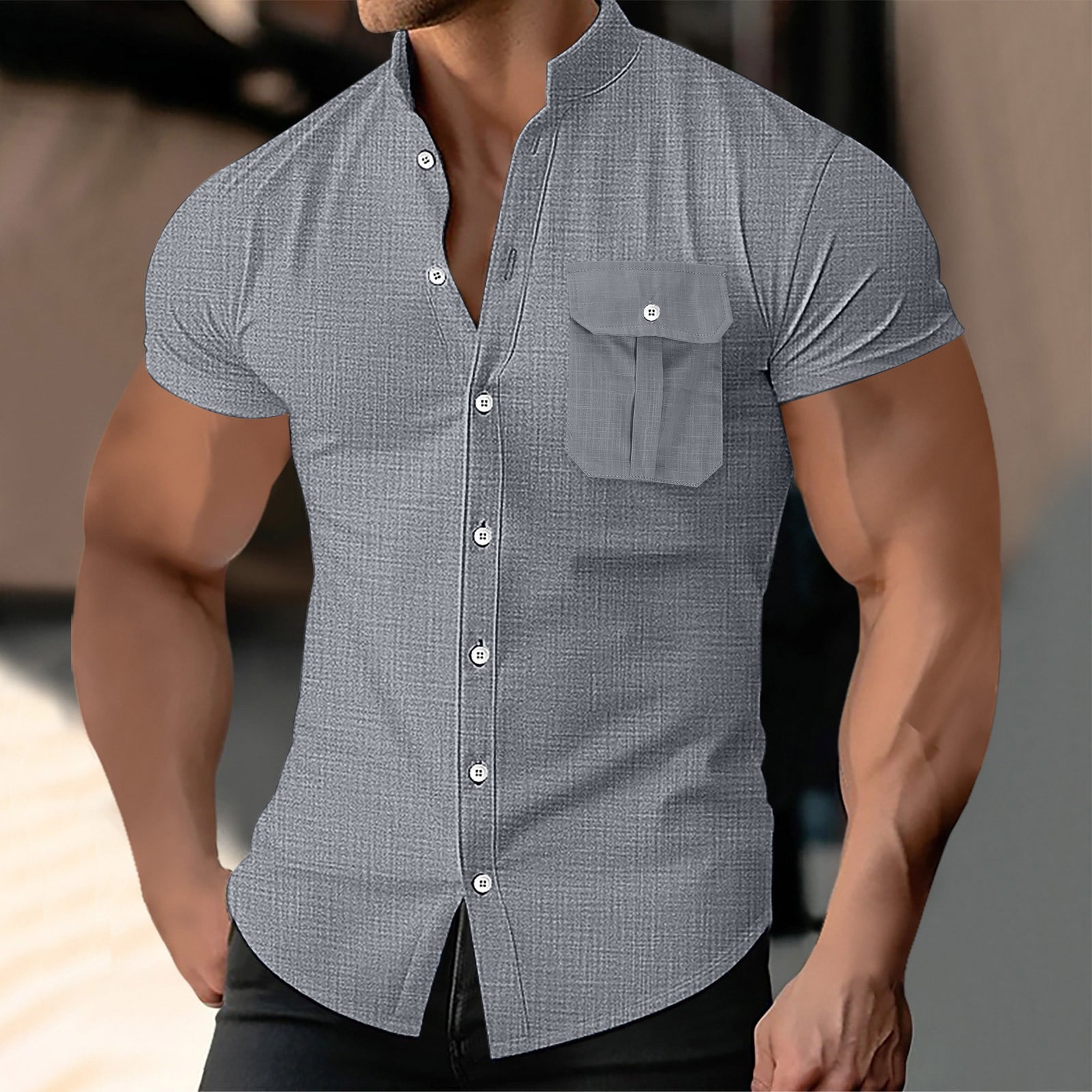 Awdenio Oversized Tshirts for Men Casual Shirts Short Sleeve Button ...