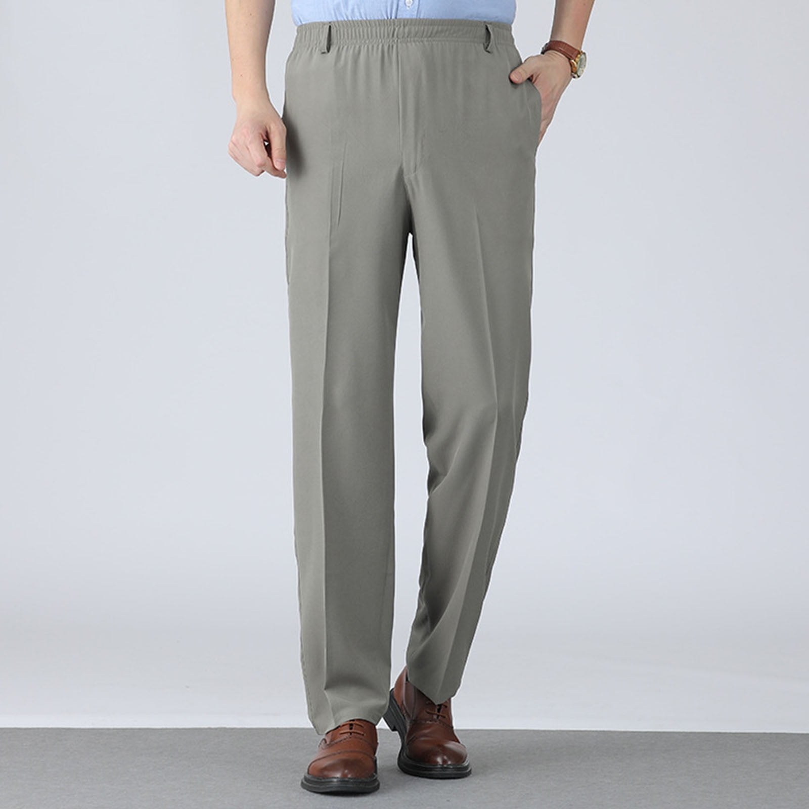 Awdenio Pants for Men Plus Big Size Cooling Wide Leg Tailoring Male ...