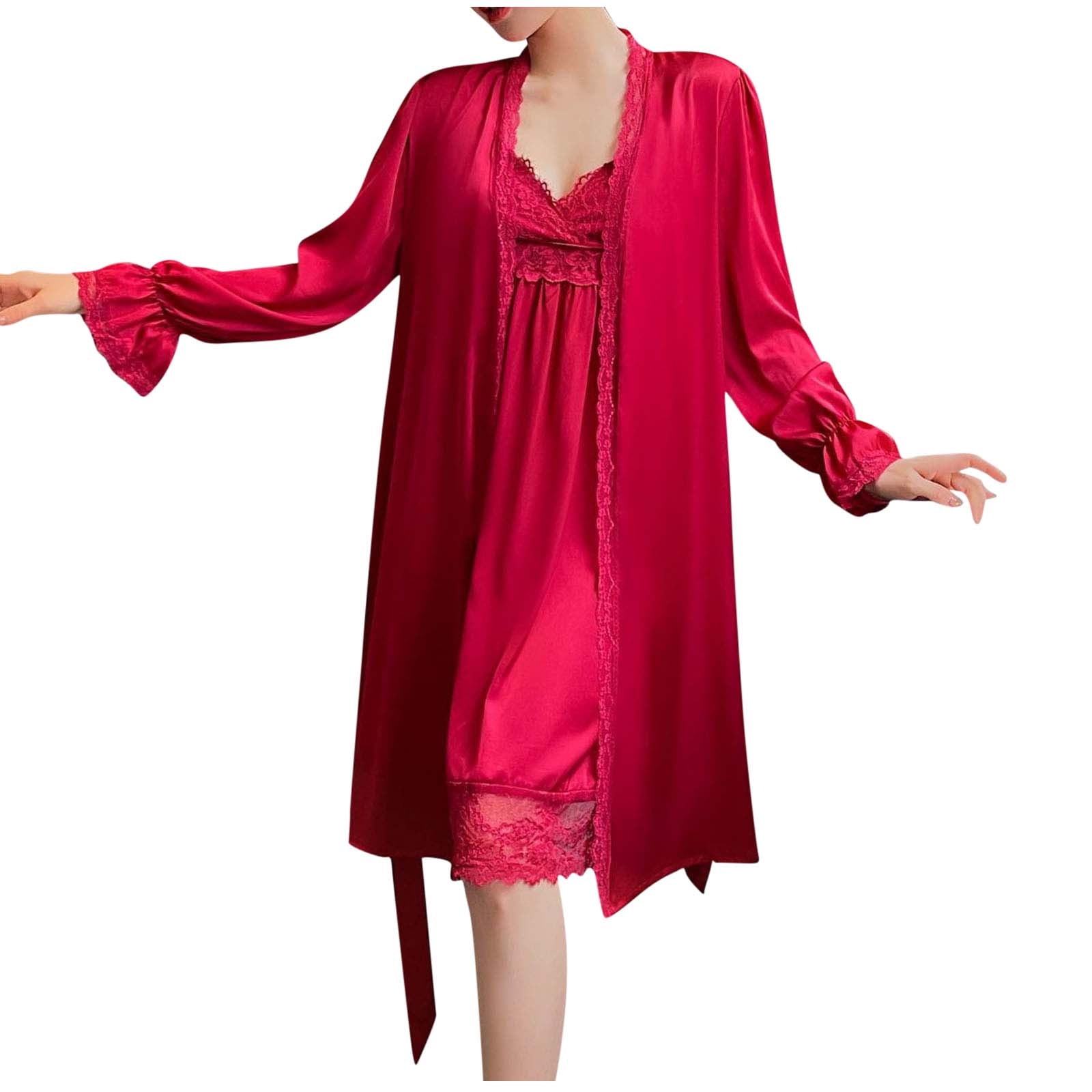 Awdenio Robes For Women Fashion Lingerie Silk Lace Robe Dress ...