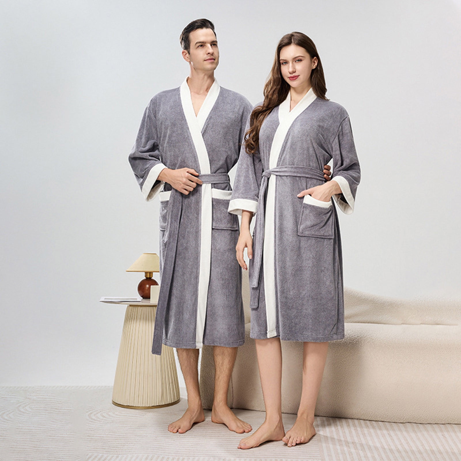 Awdenio Robes for Women Men Cozy Warm Bathrobe Fuzzy Spa Long Unisex ...