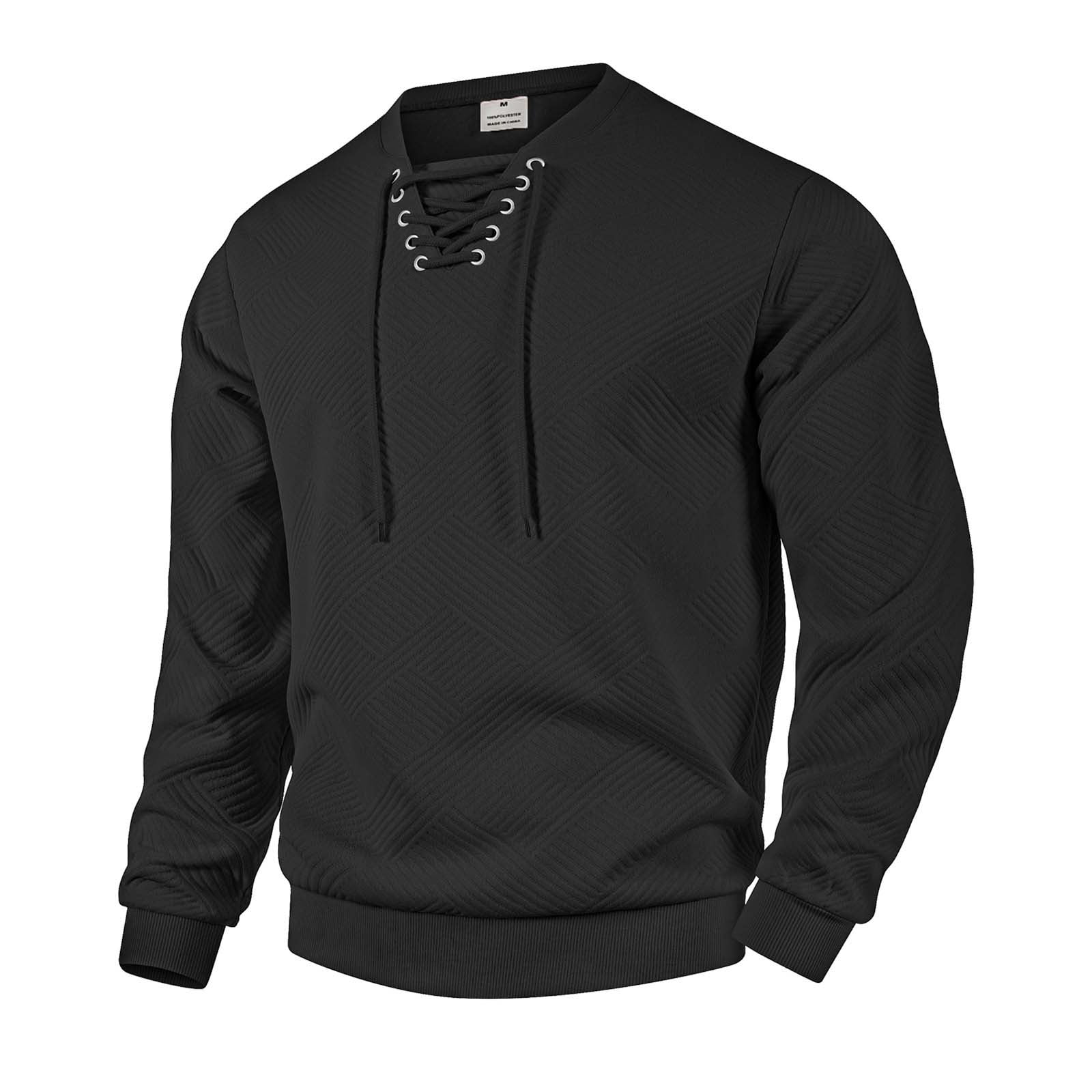 Awdenio Shirts for Men Casual Soild Color Sweatshirts Twill Round Neck ...