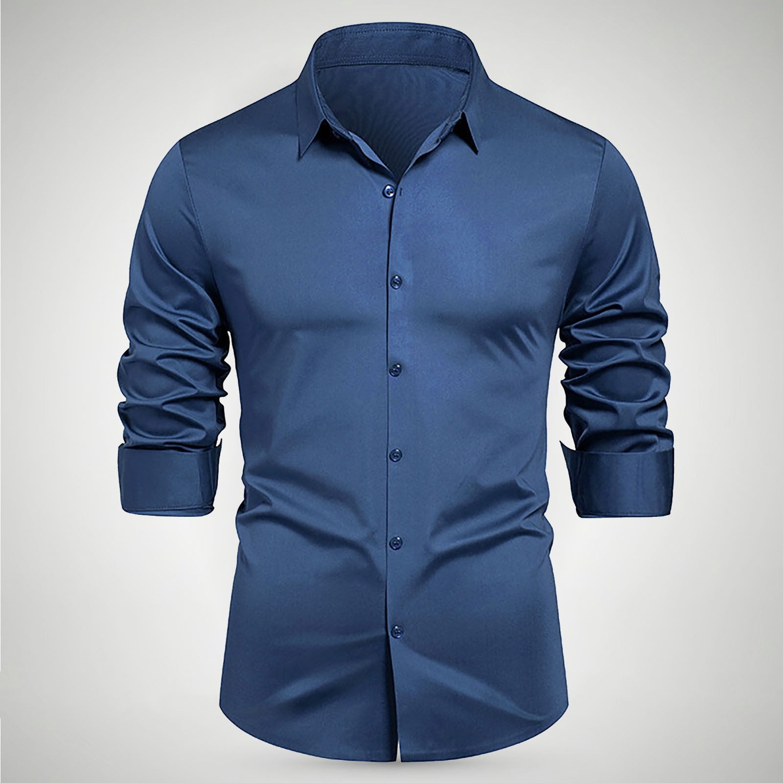 Awdenio Shirts for Men Long Sleeve Dress Shirts Shiny Casual Button ...