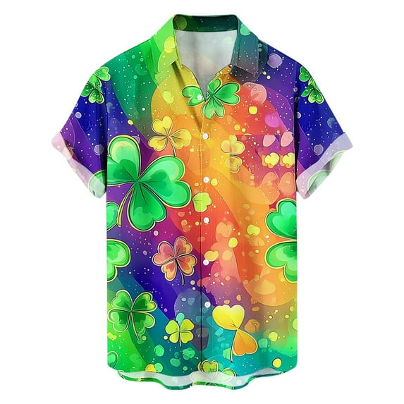 Awdenio Shirts for Men St Patricks Day Shirt Shamrock Printed Retr ...