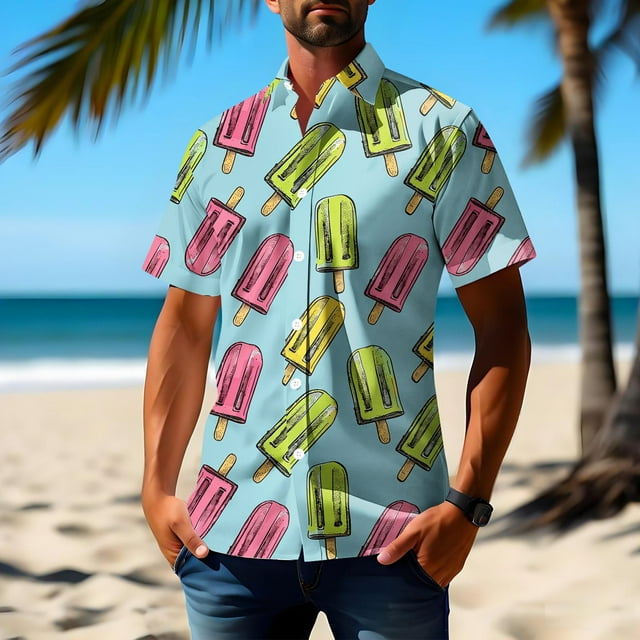 Awdenio Shirts for Men Summer Beach Casual Short Sleeve Button Down ...