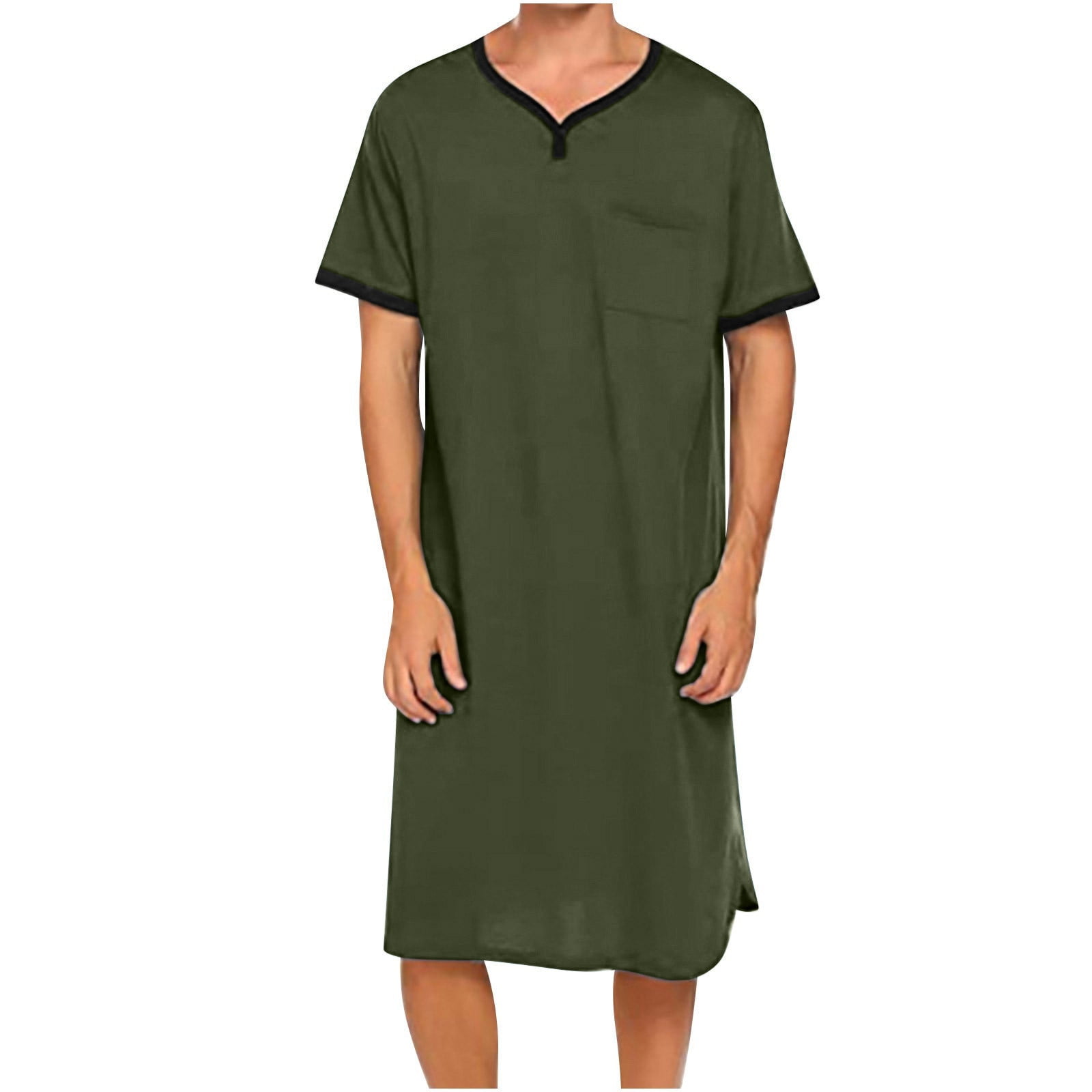 Awdenio Shirts for Men hort Sleeve Nightgown Soft Loose Sleepwear ...