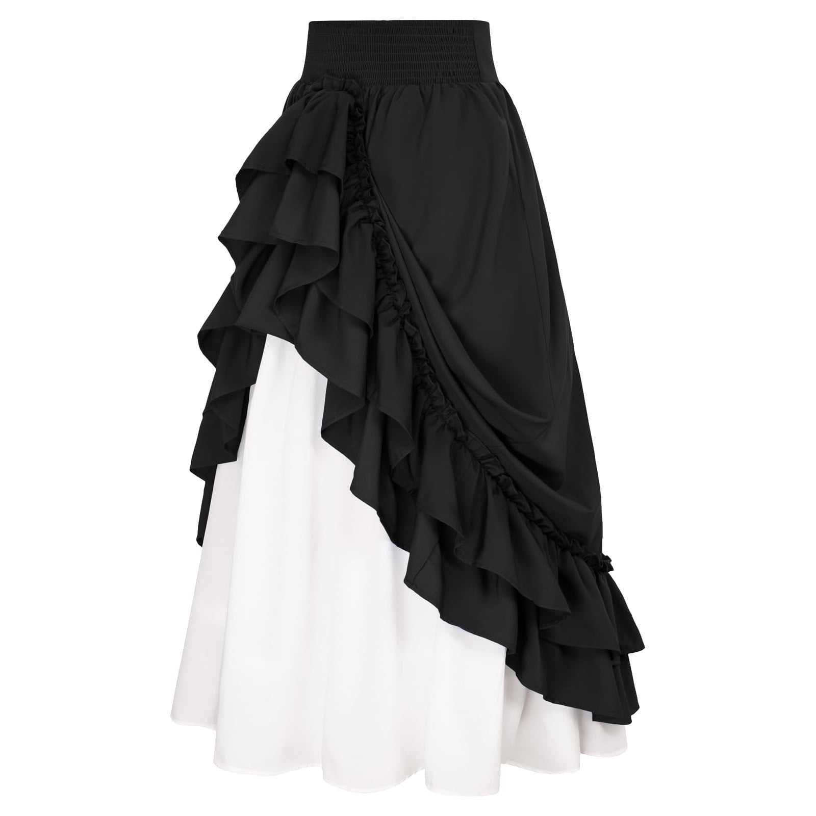 Awdenio Skirts for Women Steampunk Gothic Skirt High Low Ruffle Bustle ...