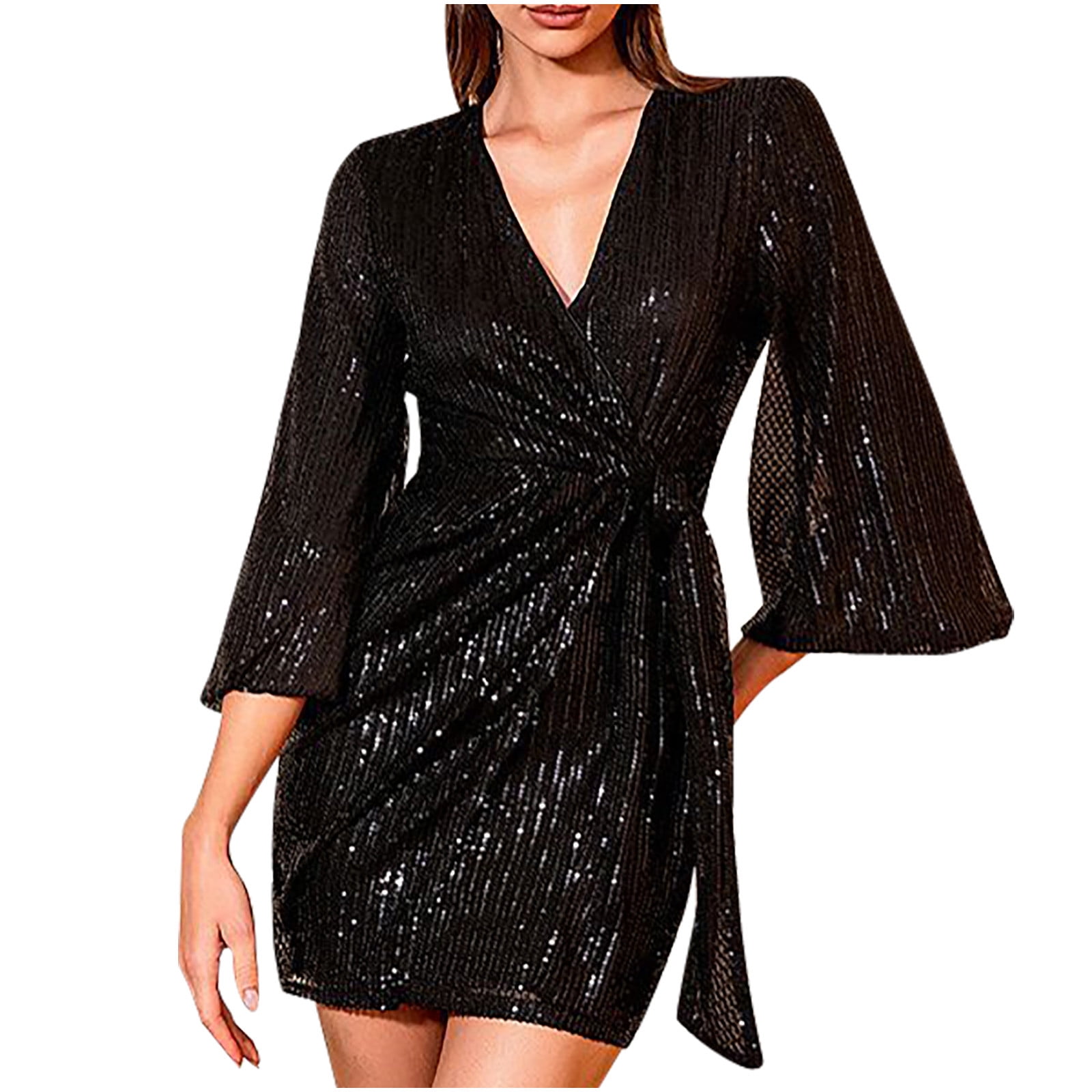 Awdenio Summer Dresses for Women 2024, Ladies Sequin Dress With A Stylish Waistband And Sexy ...