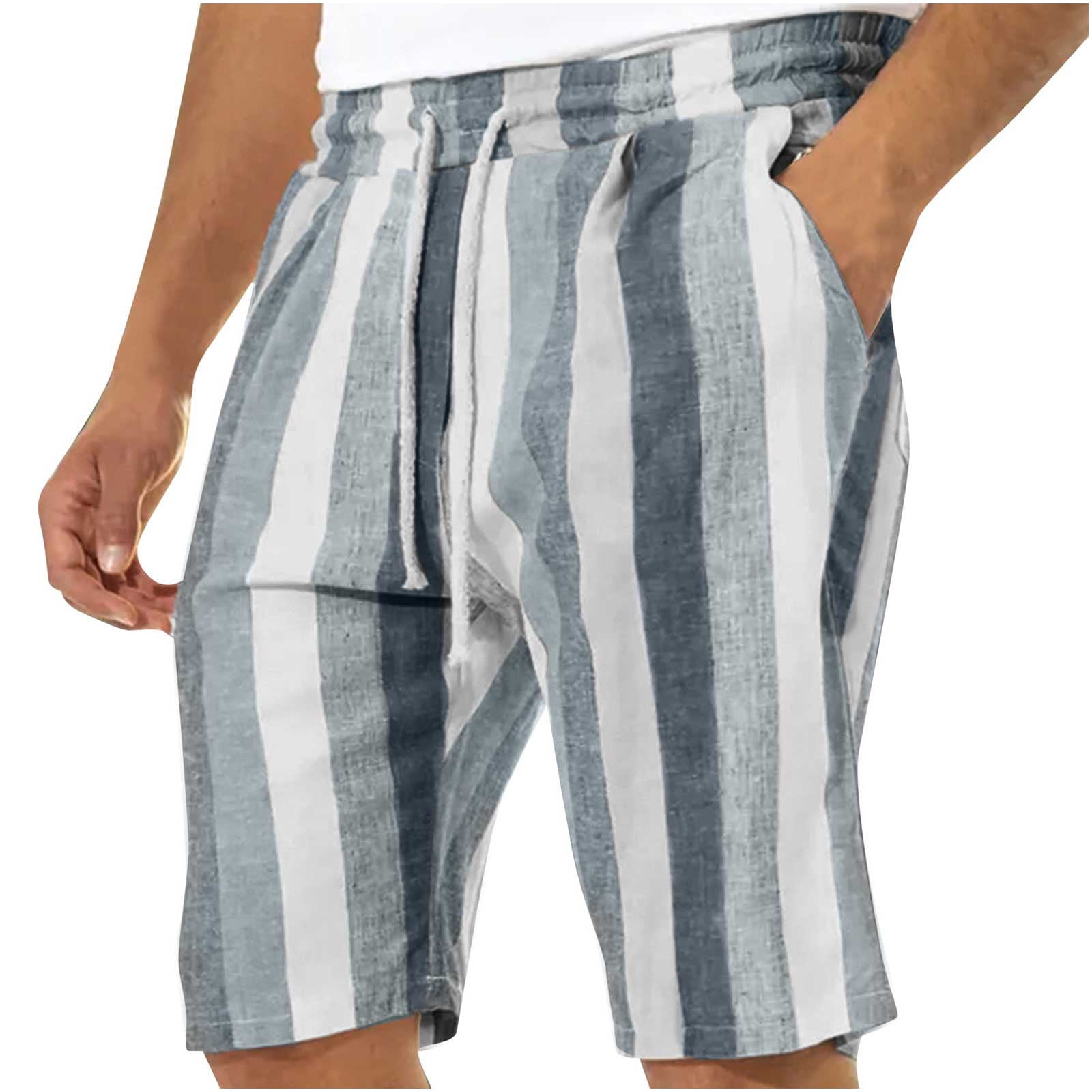 Awdenio Summer Shorts Discount Men Solid Casual Elastic Waist Stripe ...