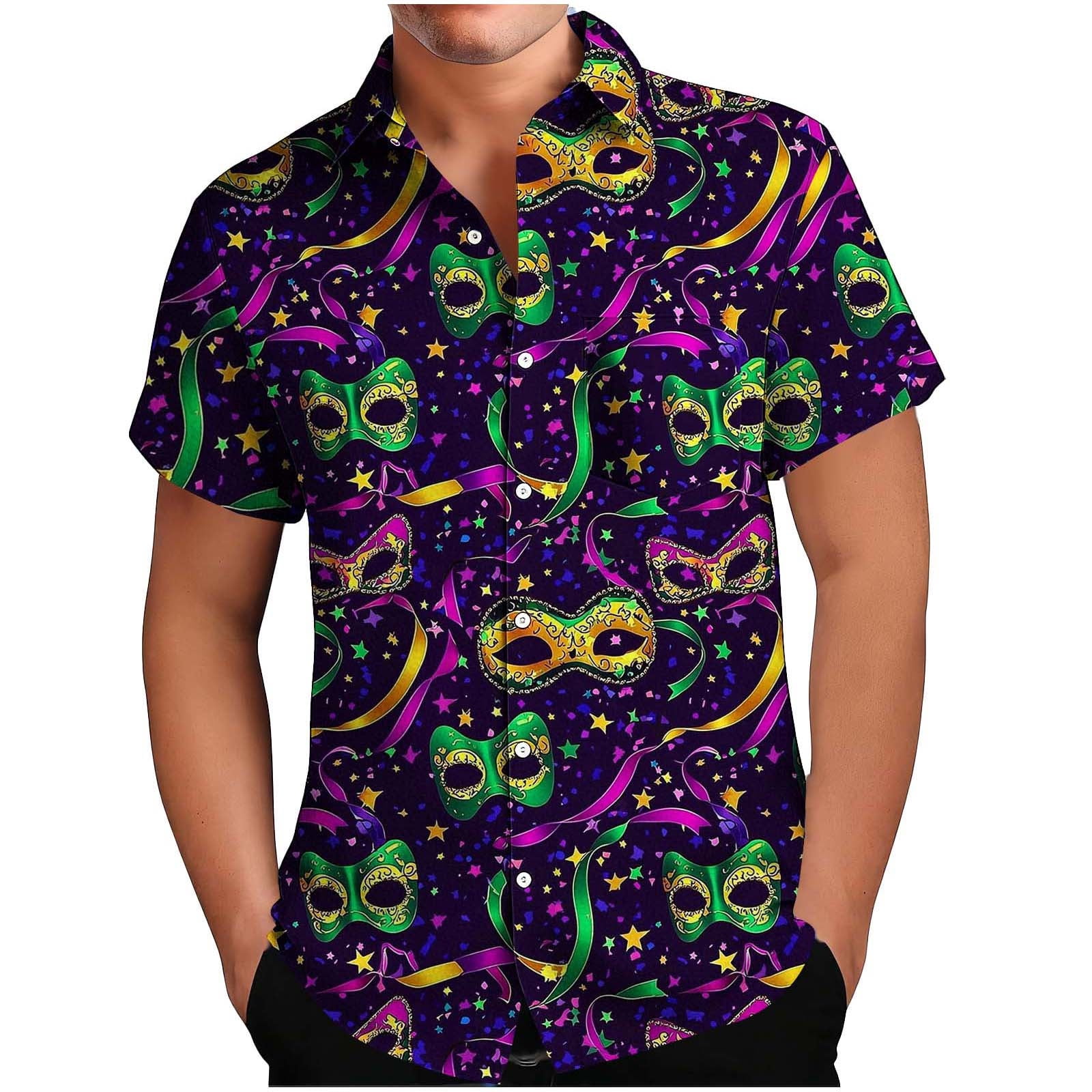 Awdenio T Shirts for Man Mardi Gras Button Down Shirts,St.Patricks Day ...