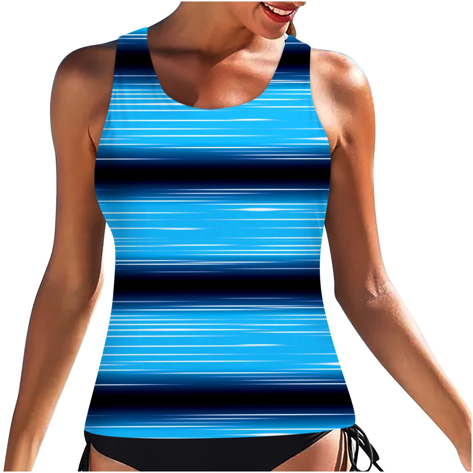 Awdenio Tankini Swim Tops for Women 2024 Ladies Classic Print High Neck ...