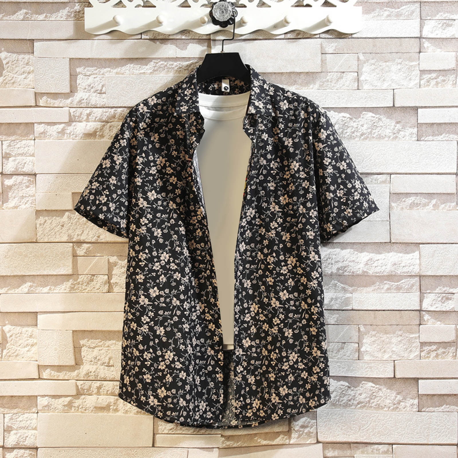 Awdenio Tshirts Shirts for Men Causal Summer Print Hawaiian Shirt Short Sleeve Button Down Beach ...