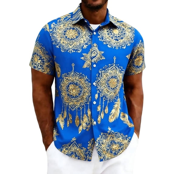 Awdenio Tshirts Shirts for Men Summer Beach Button Down Short Sleeve ...