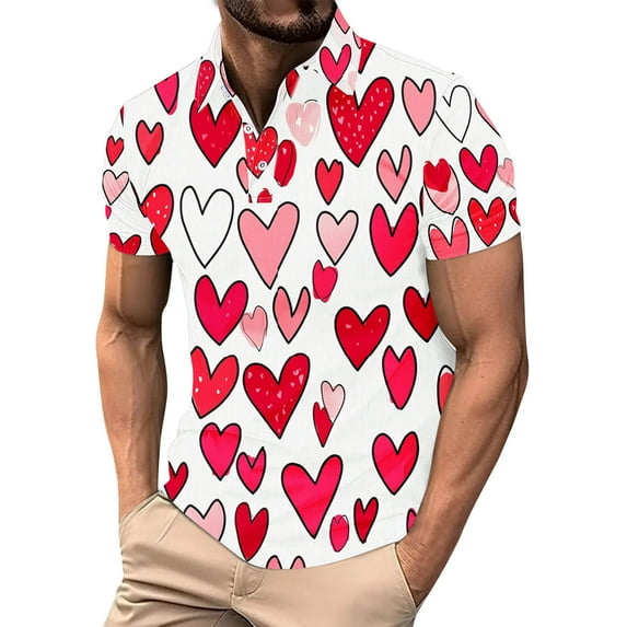 Awdenio Tshirts Shirts for Men Valentines Button Down Shirts Heart ...