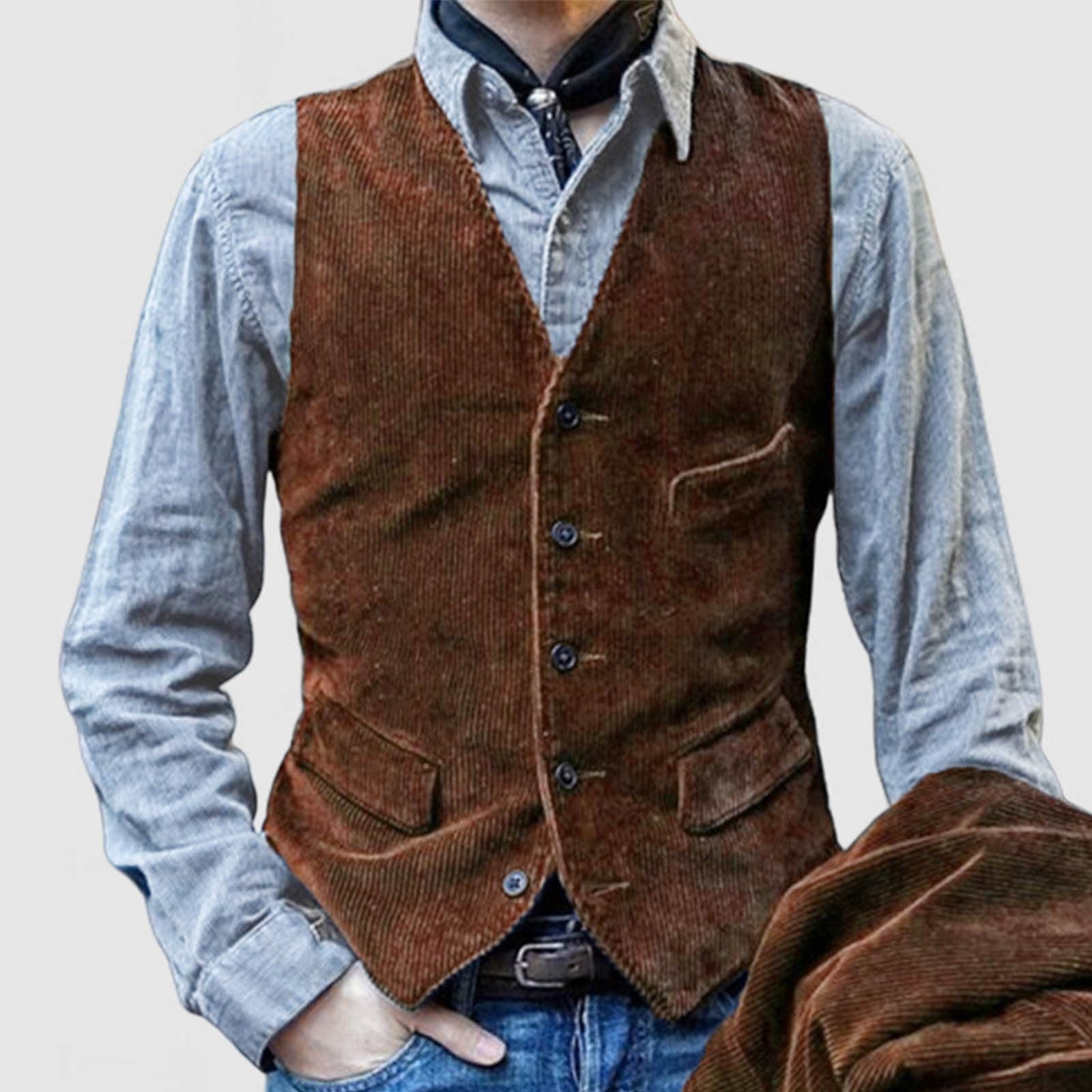 Awdenio Vest for Men Slim Fit Herringbone Tweed Suits Vest Premium Wool ...