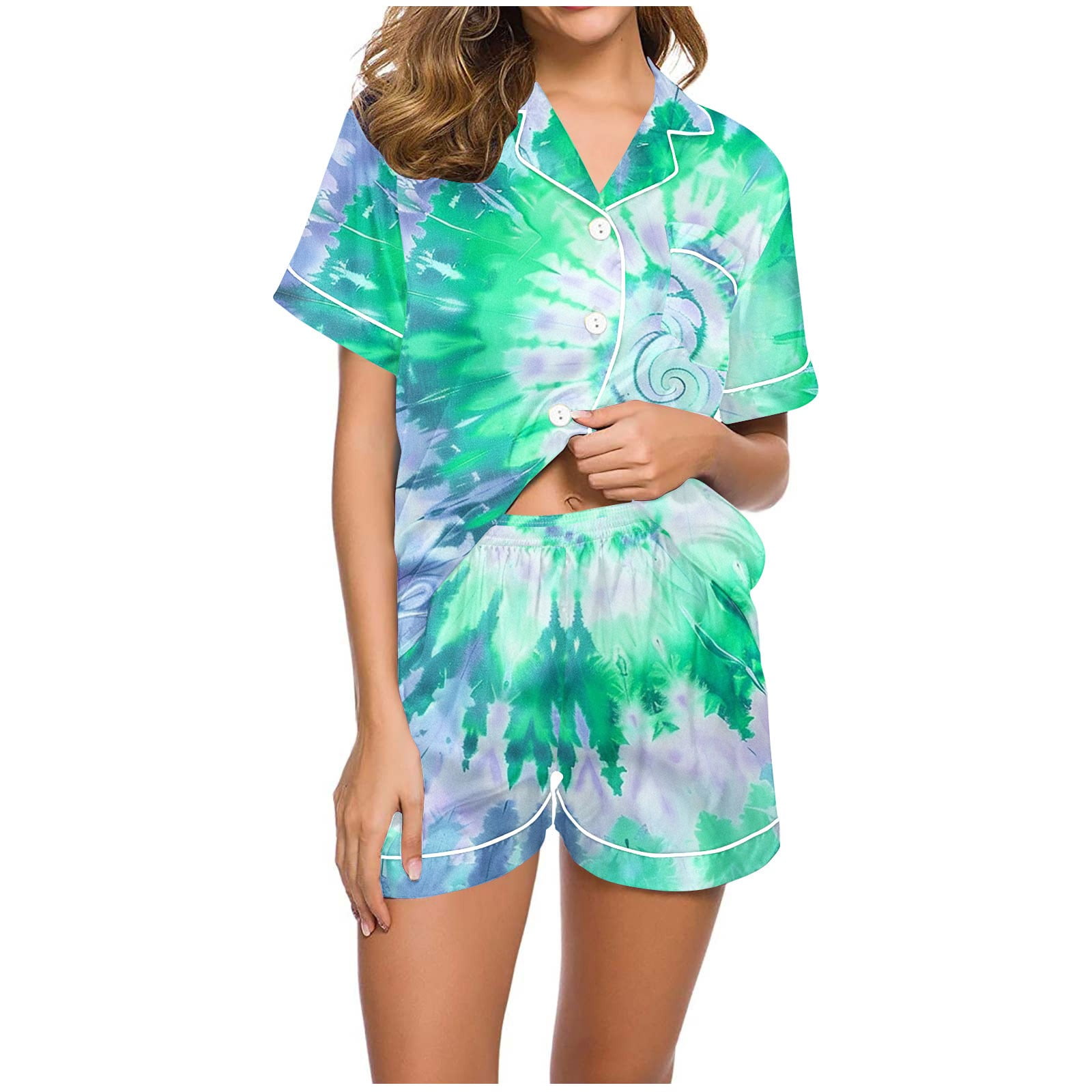 Awdenio Women Satin Pajamas Set , Women's Turndown Collar Valentine's ...