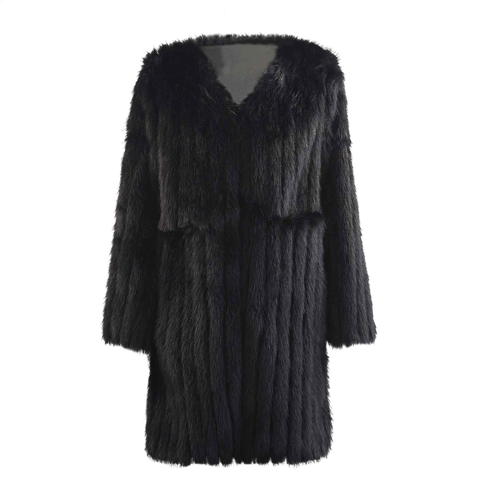 Awdenio Women's Fur & Faux Fur Jackets & Coats, Women's Solid Vertical ...
