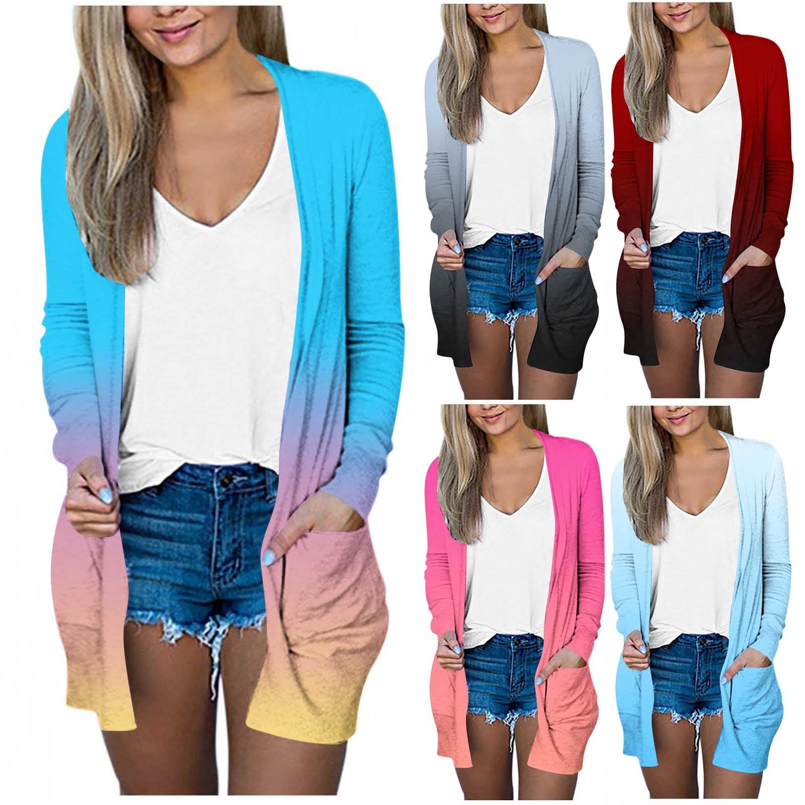 Awdenio Cardigans for Women Trendy Mid-Length Casual Shirt Floral Print ...