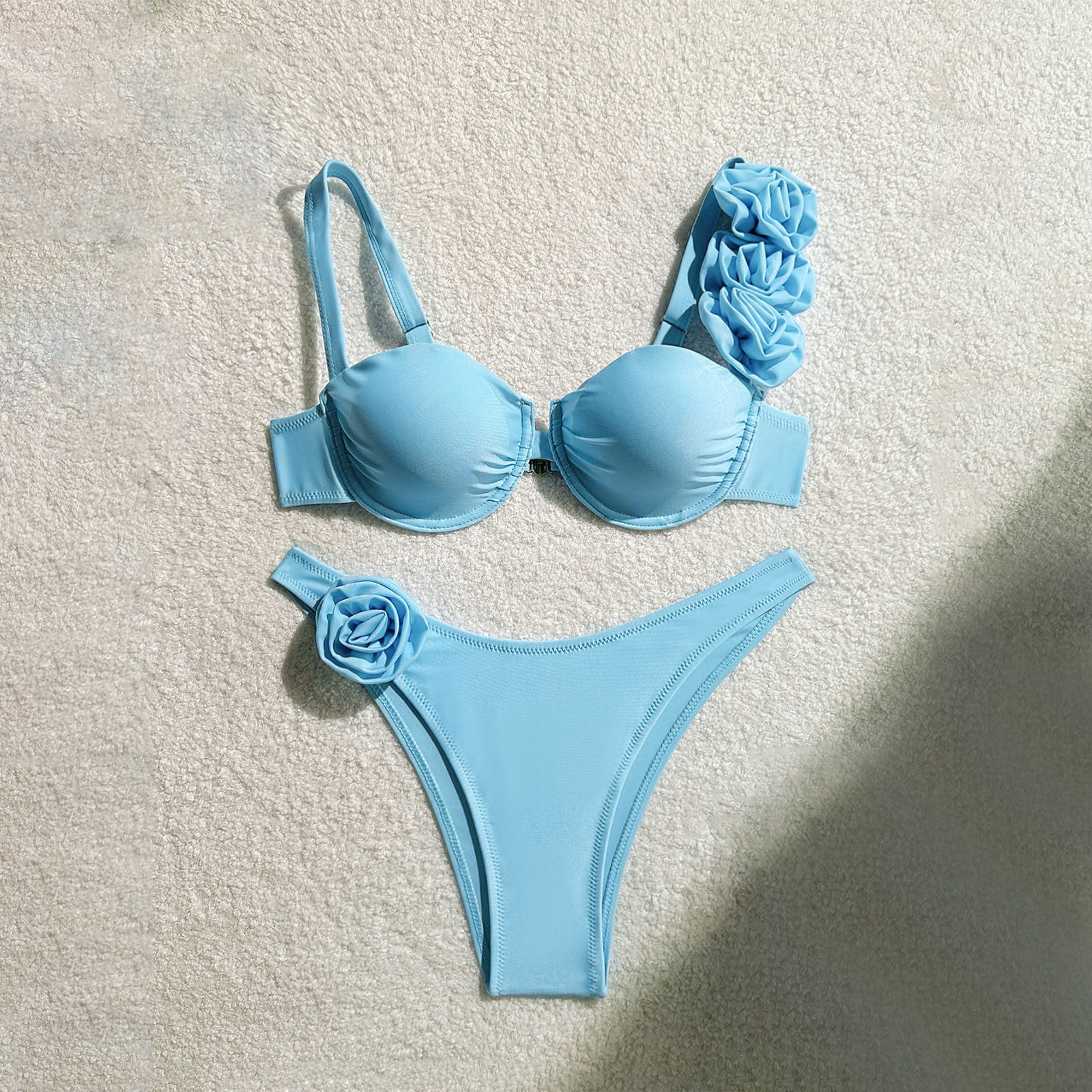Awdenio Womens Swimsuits Tankini Ribbed Underwire Bikini Set High Cut ...