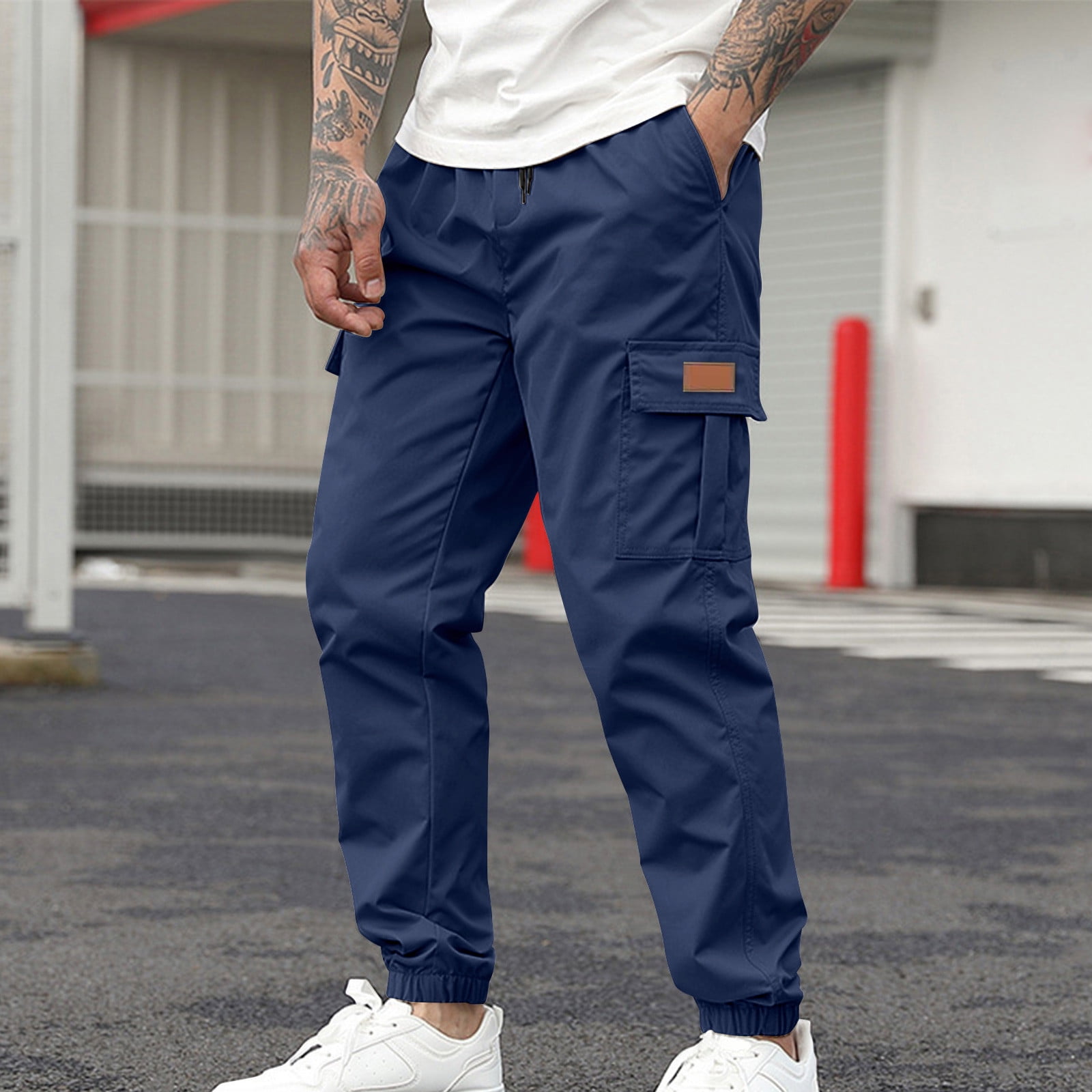 Awdenio Work Pants for Men Cargo Pants with Flap Pockets & Drawstring ...