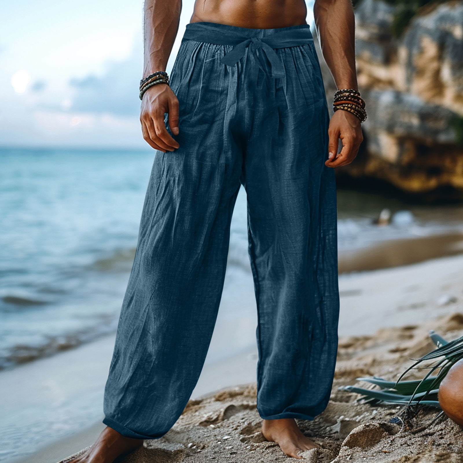 Awdenio Work Pants for Men Loose Fit Casual Summer Elastic Waist ...