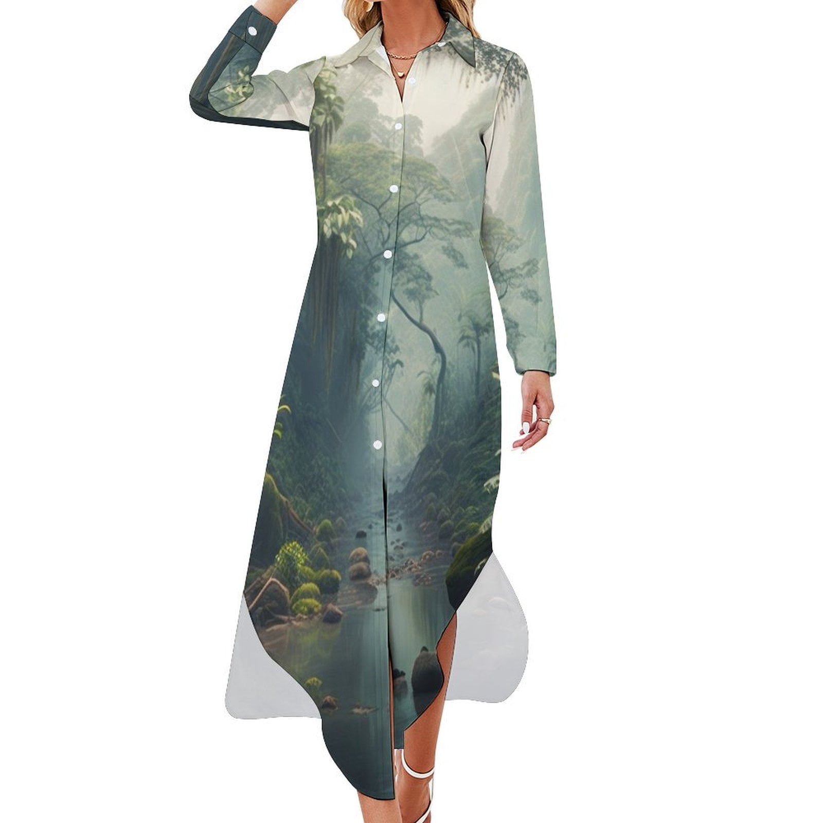 Awe-Inspiring Rainforest: The Serenity of Opaque Waters Long Sleeved ...