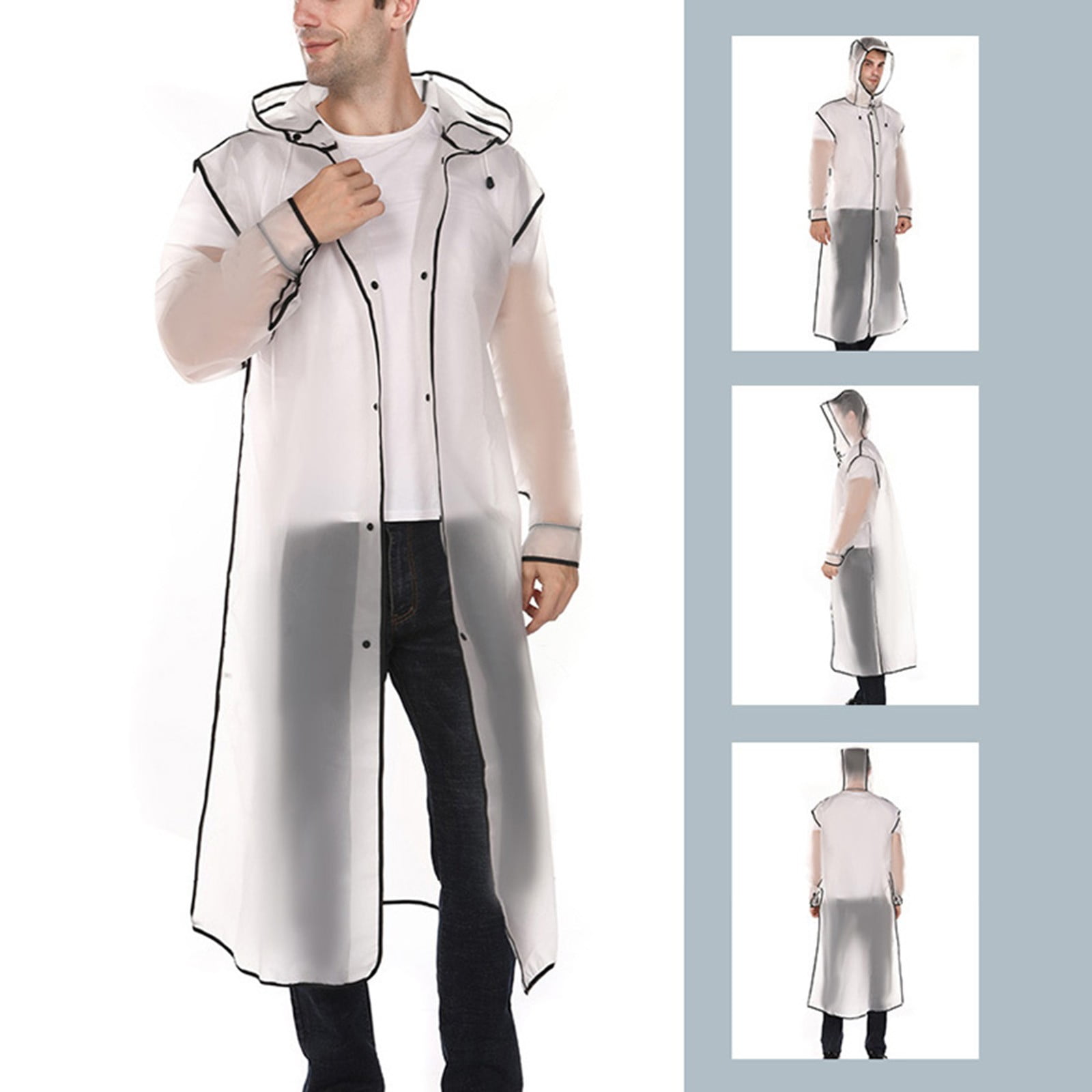 Awenio Mens Rain Jacket Long Hooded Raincoat Safety Waterproof ...