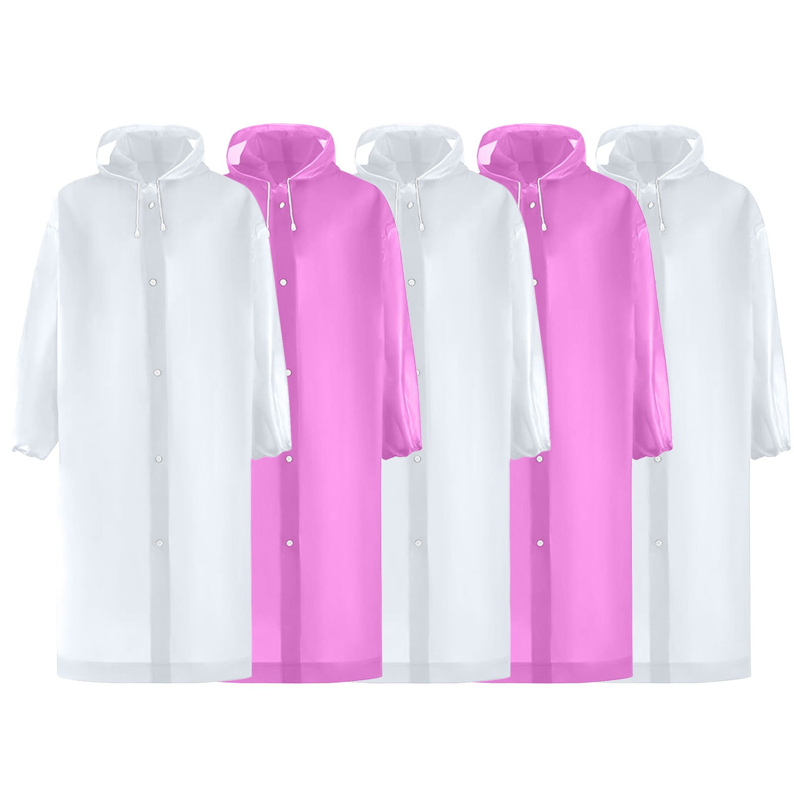 Awenio Womens Rain Jacket with Hood Rain Ponchos for Adults Portable Reusable Raincoat 5 Pack ...