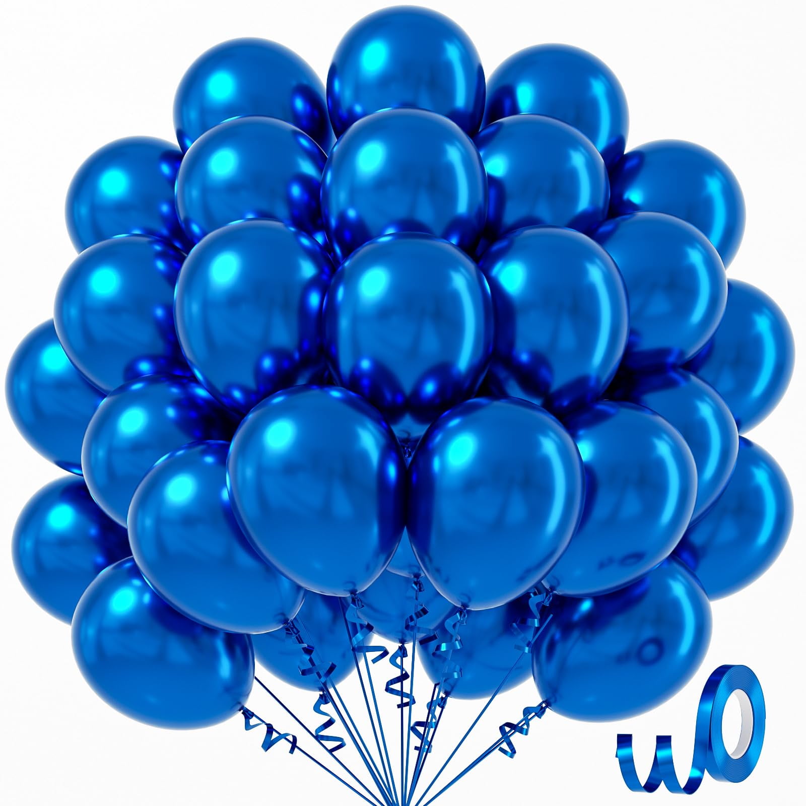Awenztech Metallic Blue Balloons SSF20 12 inch, Chrome Blue Latex ...
