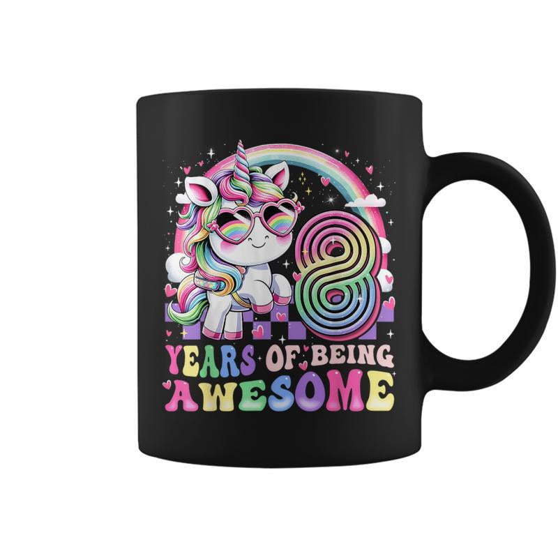 Awesome 8 Year Old Unicorn 8Th Birthday Girl Party Princess Coffee Mugs ...