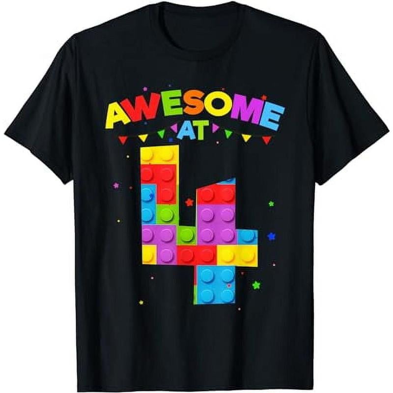 Awesome At 4 Years Old Birthday Boy Building Blocks Bricks Unisex ...