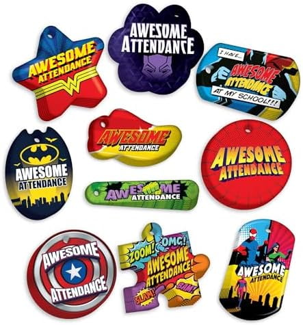 Awesome Attendance Heroes Brag Tag Value Pack to Improve Students ...
