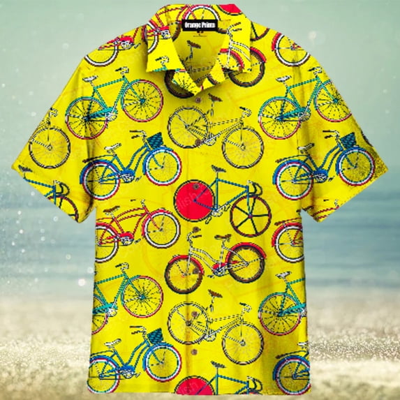 Awesome Bicycle On Summer Aloha Hawaiian Shirts - Walmart.com
