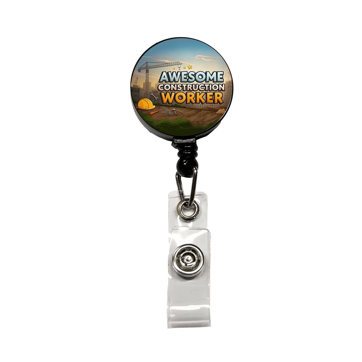 Awesome Construction Worker Inspirational Retractable Reel ID Badge Key ...