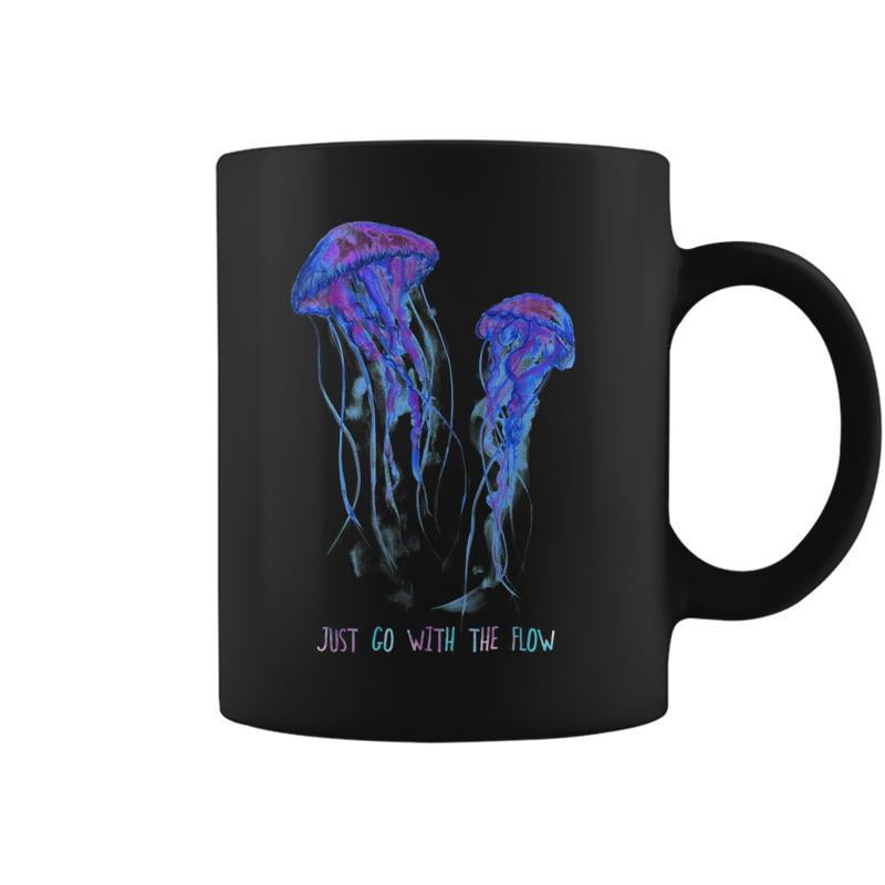 Awesome Cute Underwater Fish Sea Just Go With Flow Jellyfish Coffee ...