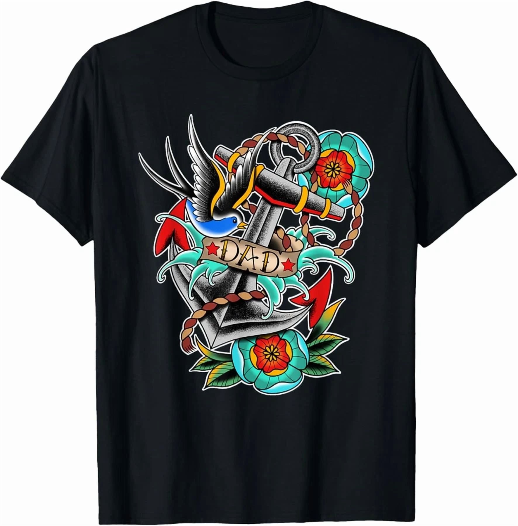 Awesome Dad Tattoo Art Father Day Appreciation Family Graphic Tee Shirt ...