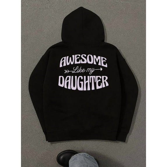 Awesome Daughter hoodies men long sleeve black Solid Color Design Long ...