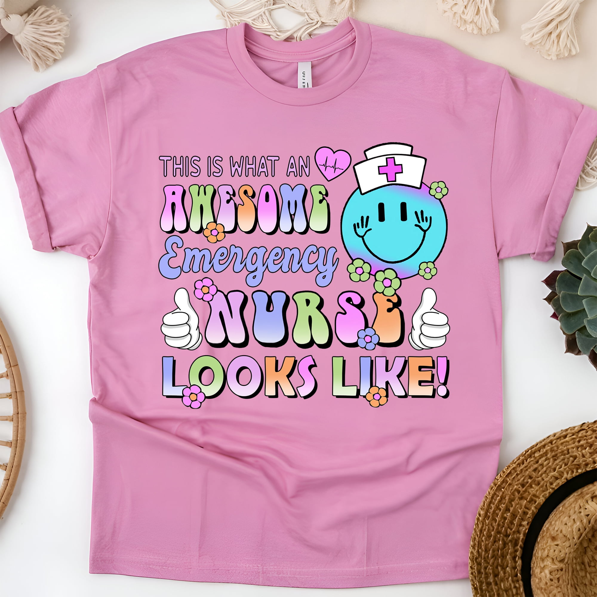 Awesome Emergency Nurse T-Shirt | Fun Colorful Graphic Tee for Women ...