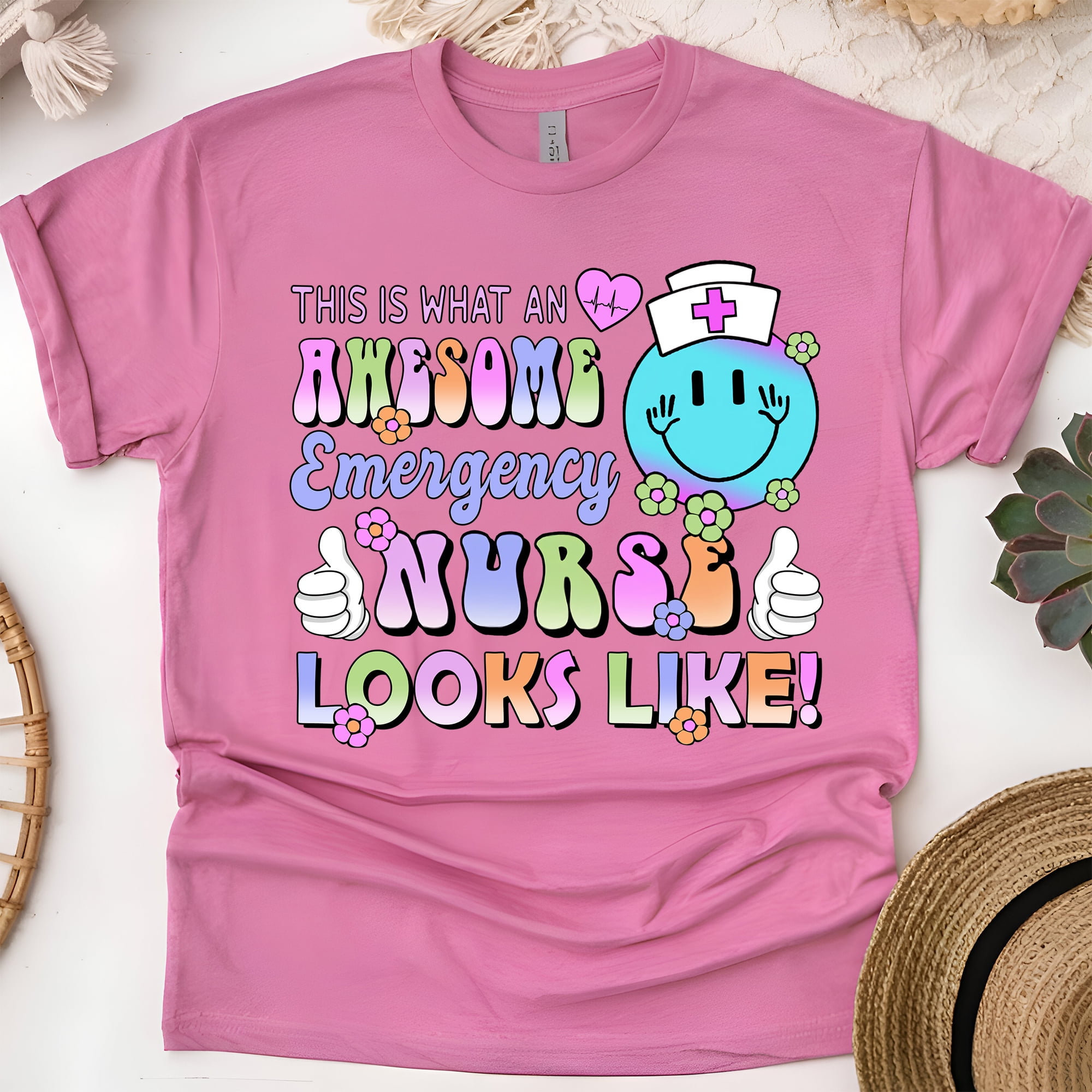 Awesome Emergency Nurse T-Shirt | Fun Colorful Graphic Tee for Women ...