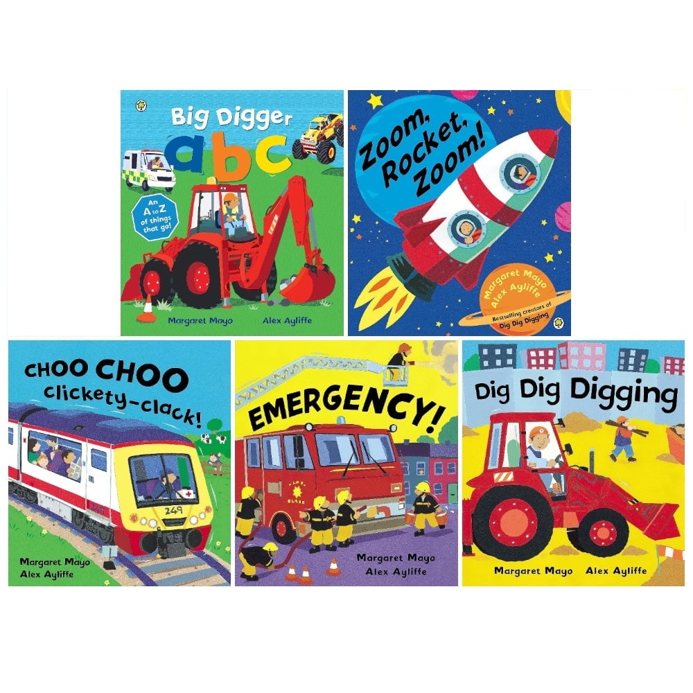Awesome Engines 5 Books Collection Set (Zoom Rocket Zoom, Dig Dig Digging, Big Digger ABC, Choo ...