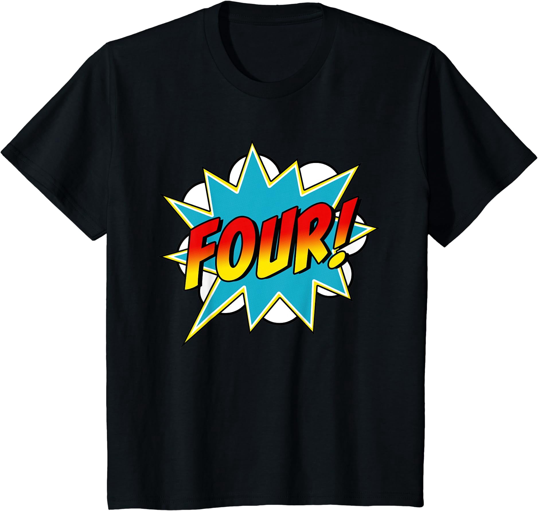 Awesome Heroic Four! Comic Burst T-Shirt for 4th Birthday Celebration ...