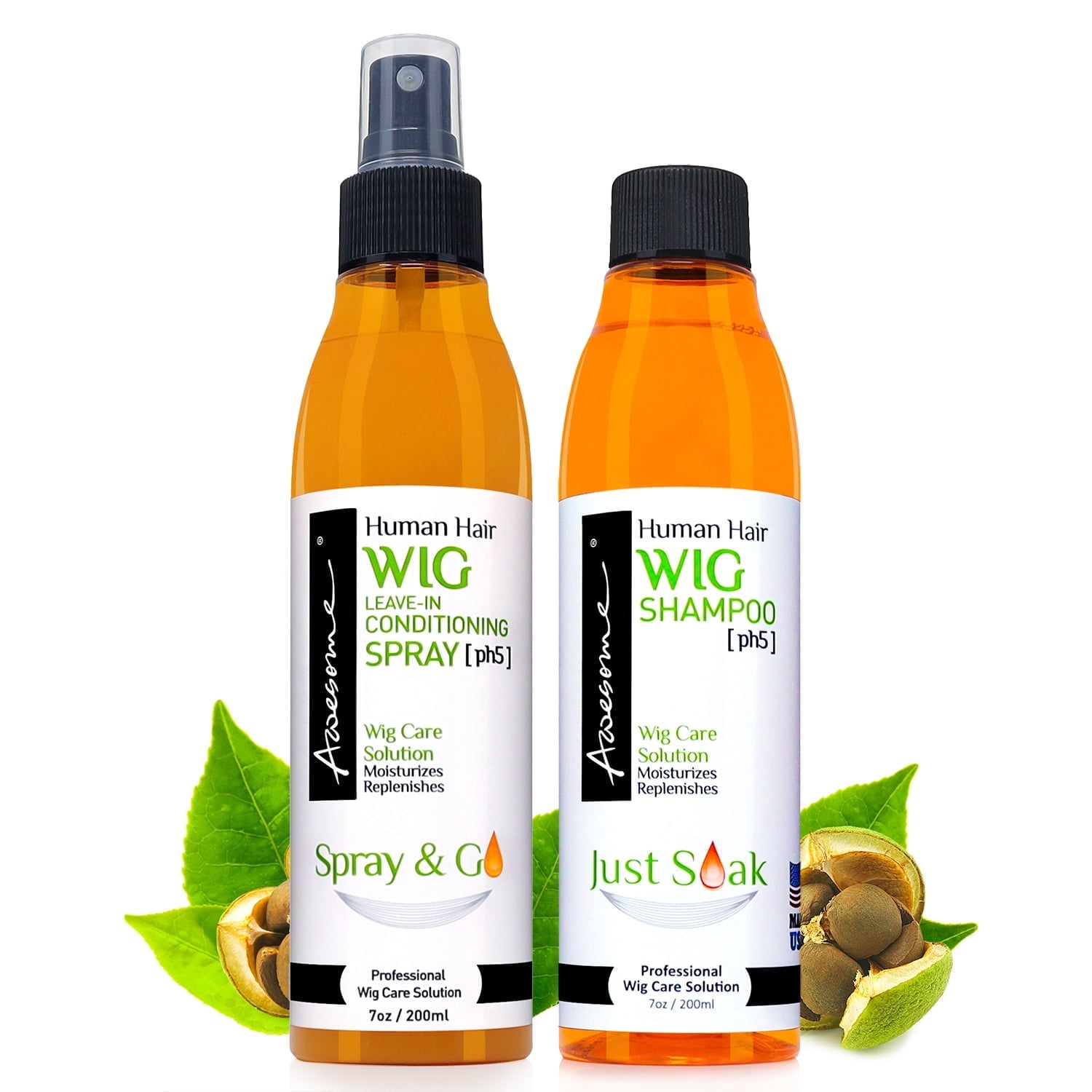 Awesome Human Hair Wig Shampoo and Leave-in Conditioner Set, Detangler ...