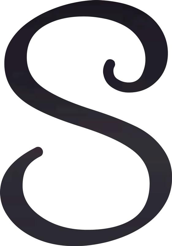 Awesome Life Craft, Acrylic Letter S Script, 4'' Tall Transparent Black ...