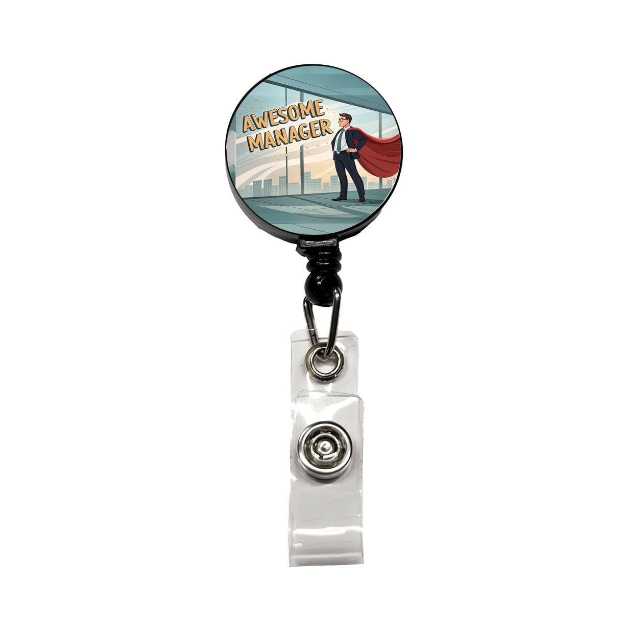 Awesome Manager Man Male Inspirational Retractable Reel ID Badge Key ...