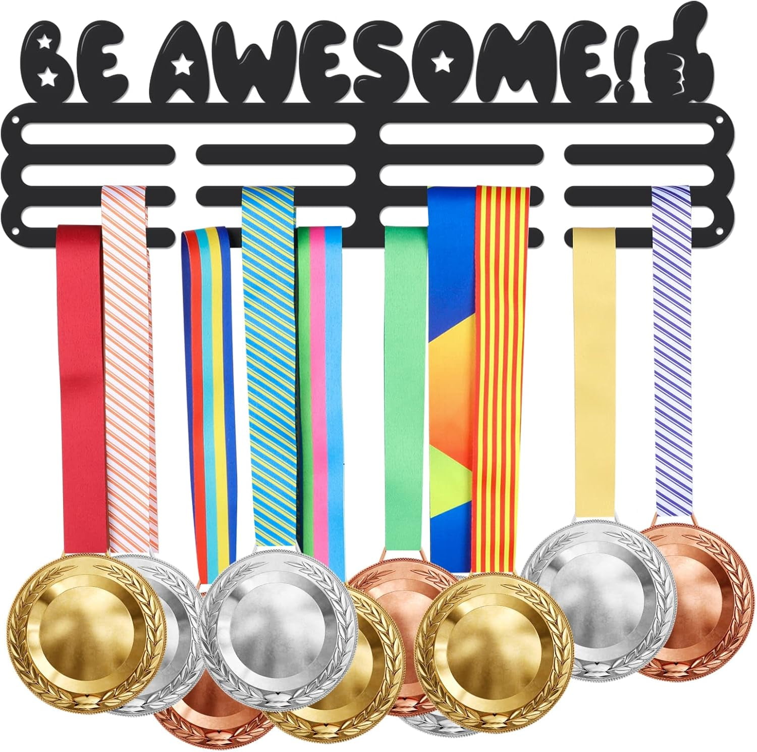 Be Awesome Medal Hanger Motivational Text Wall Mounted Medal Holder for ...
