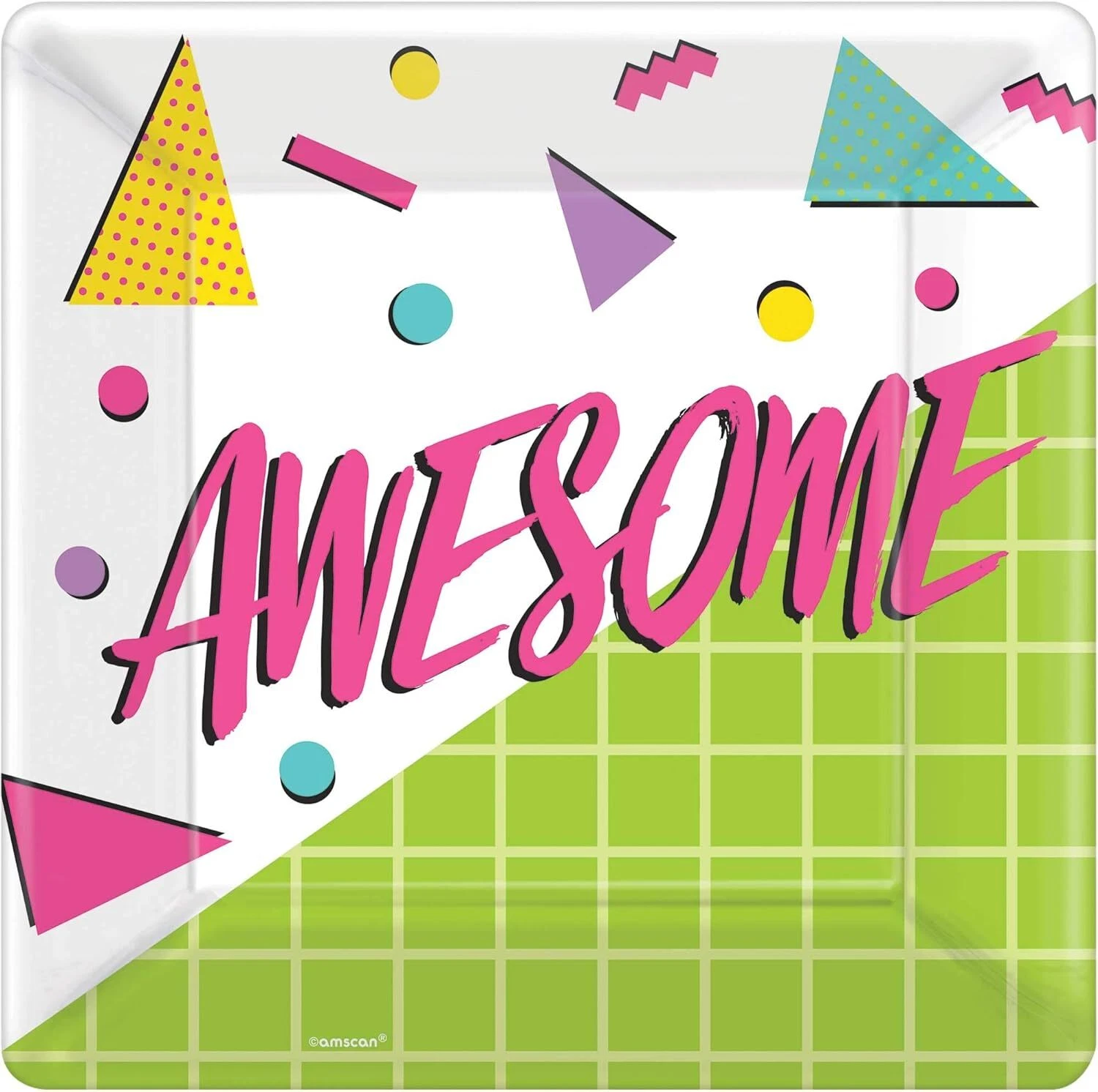 Awesome Party Retro 80'S Decades Theme Party 10" Square Paper Dinner ...