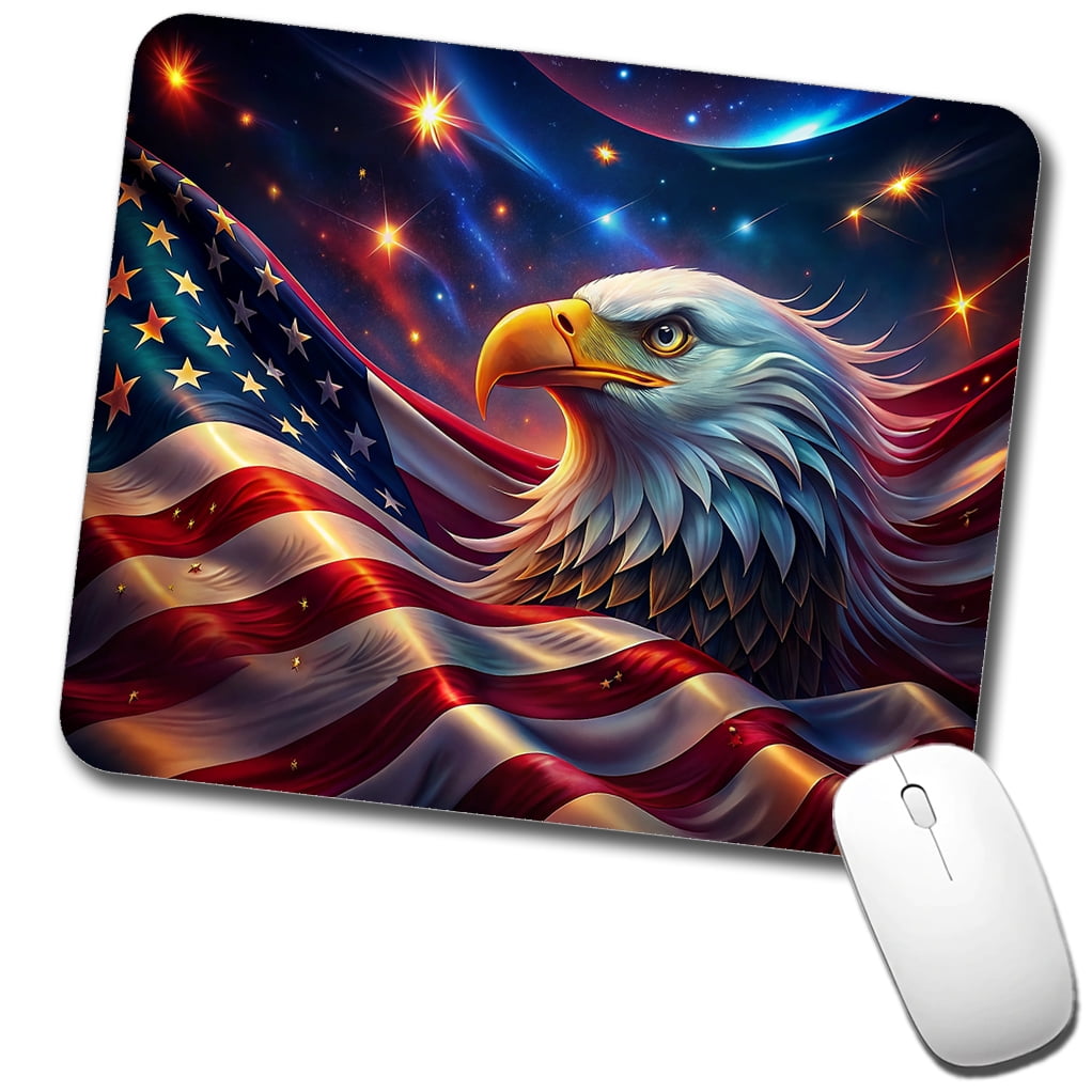 Awesome Patriotic American Flag and Bald Eagle Mouse Pad Low Profile ...