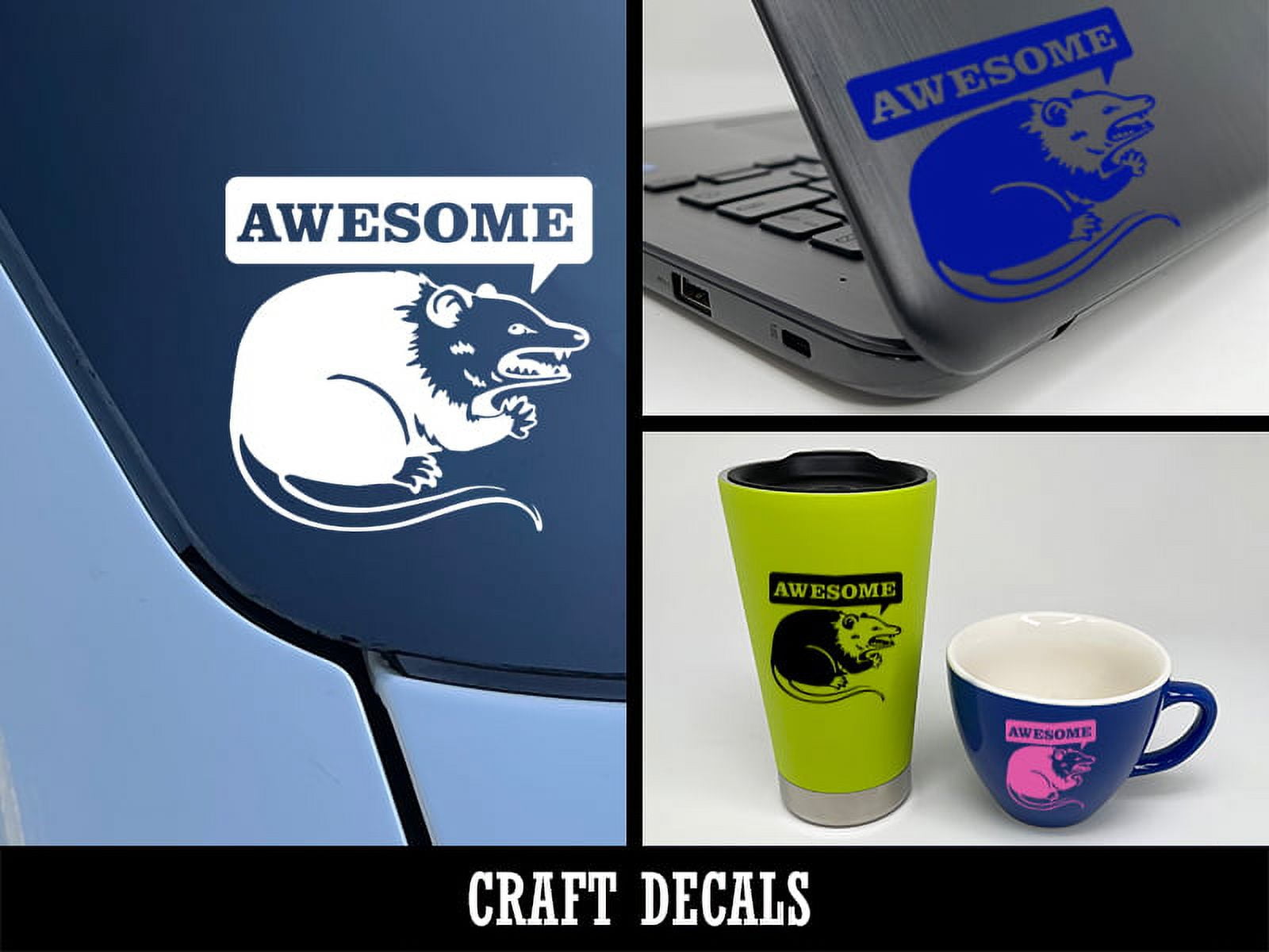 Awesome Possum Opossum Craft Vinyl Indoor Outdoor Decal Sticker - Tan ...