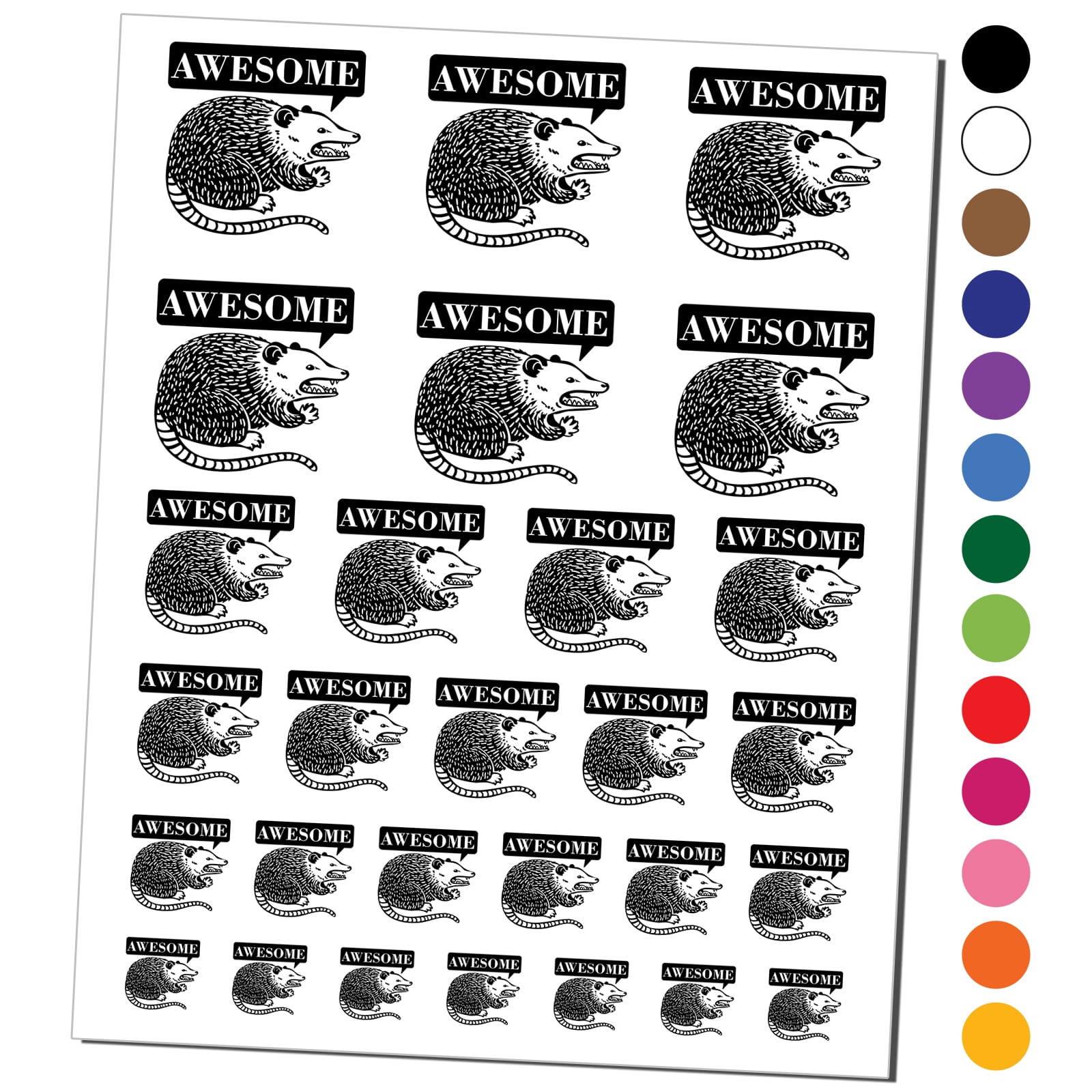 Awesome Possum Opossum Water Resistant Temporary Tattoo Set Fake Body ...